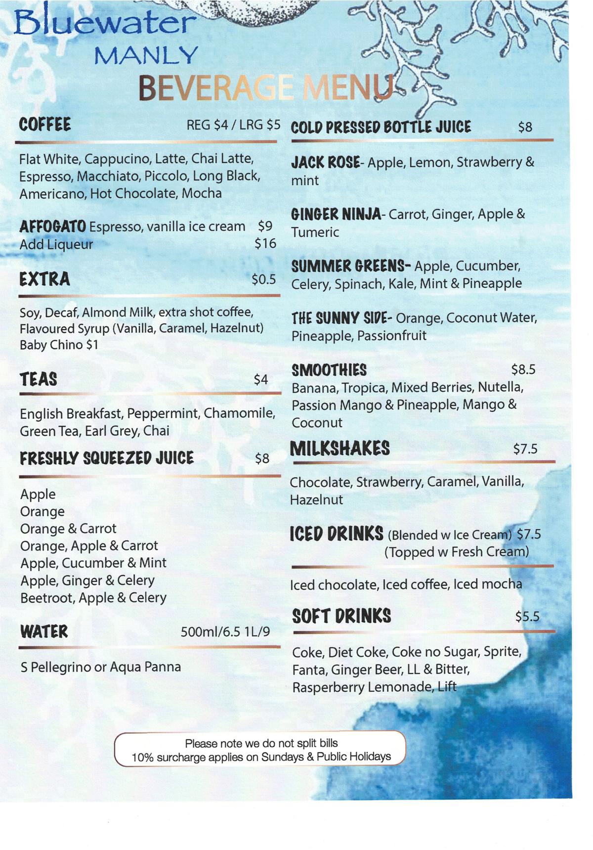 Bluewater Cafe | Beverages | Manly