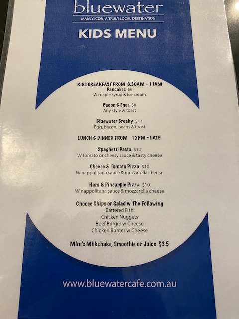 Bluewater Cafe | Kids Menu | Manly